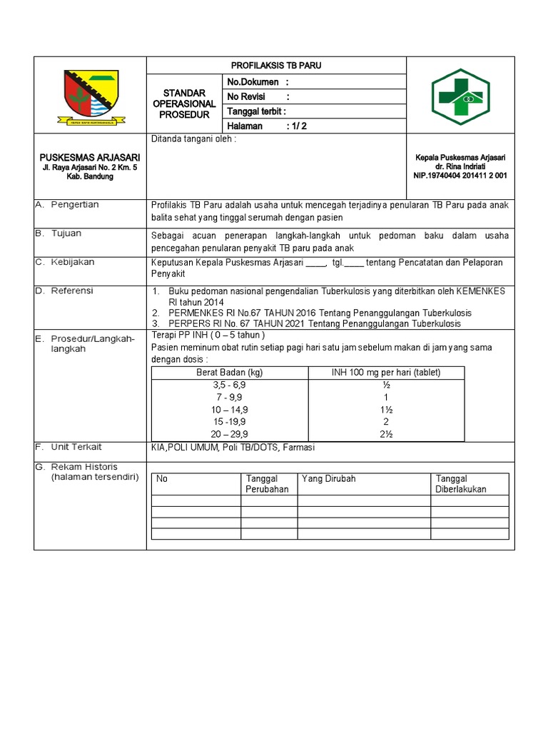 Sop Profilaksis TB Paru 23 | PDF