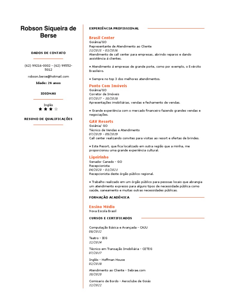 Currículo - Robson | PDF | Carreira e Crescimento | Negócios