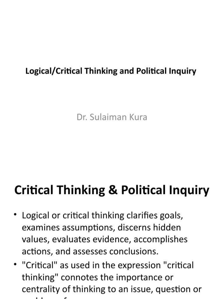 Critical Thinking and Political Inquiry | PDF | Critical Thinking | Thought