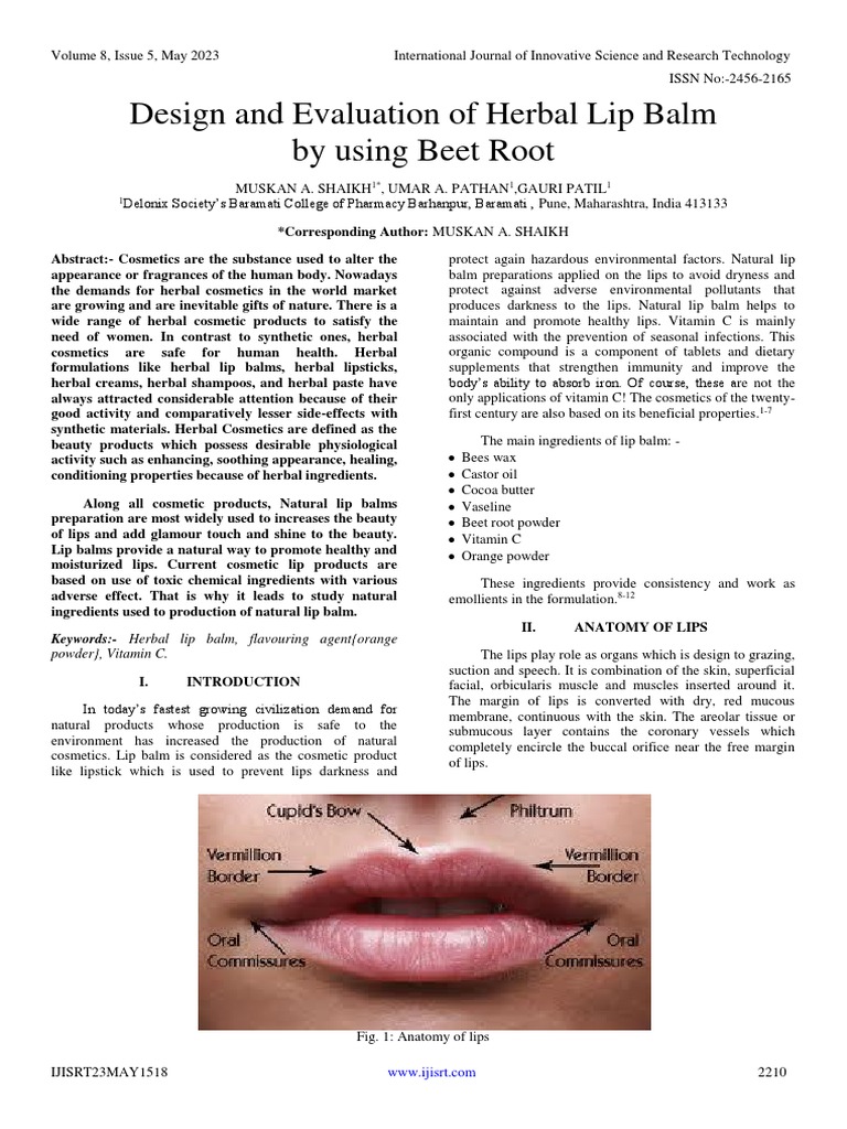 Design and Evaluation of Herbal Lip Balm by Using Beet Root | PDF ...