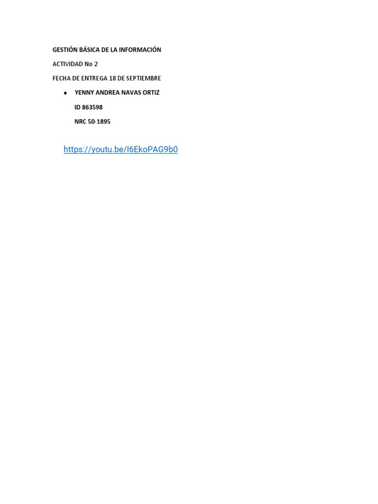 Gestion Basica de La Información Actividad 2 | PDF