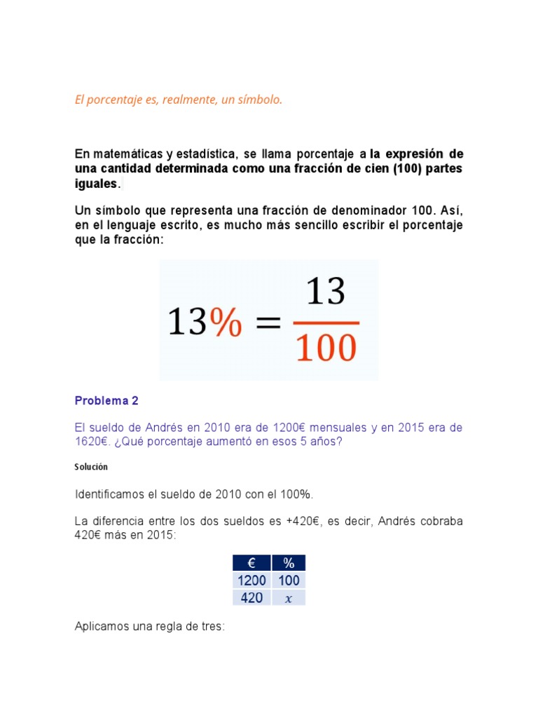 El Porcentaje Es | PDF | Métodos y materiales de enseñanza