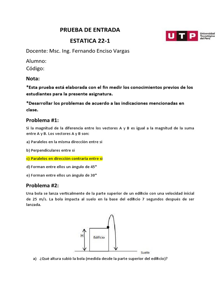 Prueba de Entrada-Estatica | PDF