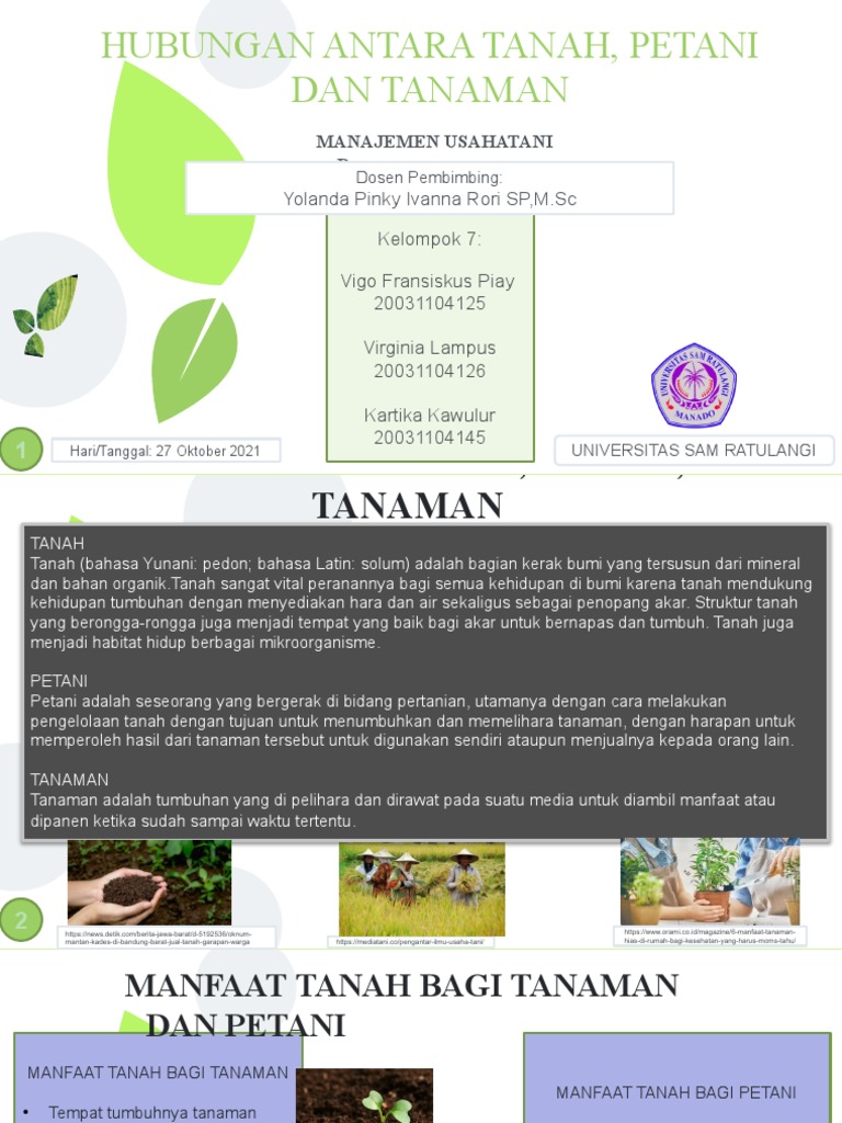 Klmpok 7 - Usahatani - Hubungan Antara Tanah, Tanaman, Petani | PDF | Griya & Taman | Sains ...