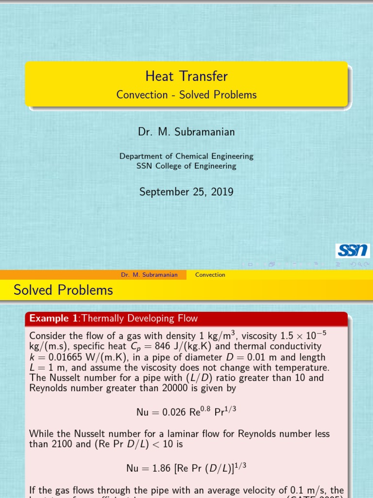 HT Lecture 13 ConvectionSolvedProblems | PDF | Heat Transfer | Convection