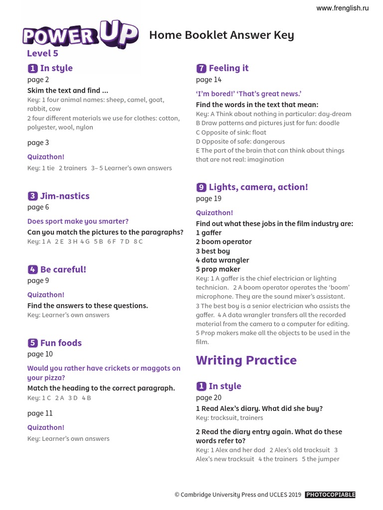 Nixon Caroline Tomlinson Tom Power Up Level 5 Home Booklet A | Download Free PDF | Linguistics