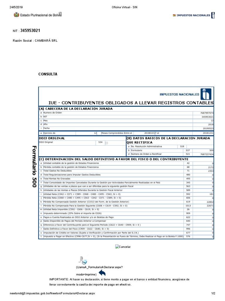 Form 500 | PDF | Contabilidad | Economias