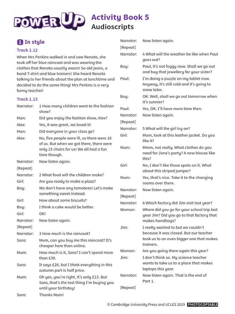 Power Up AB5 Audio Scripts | PDF