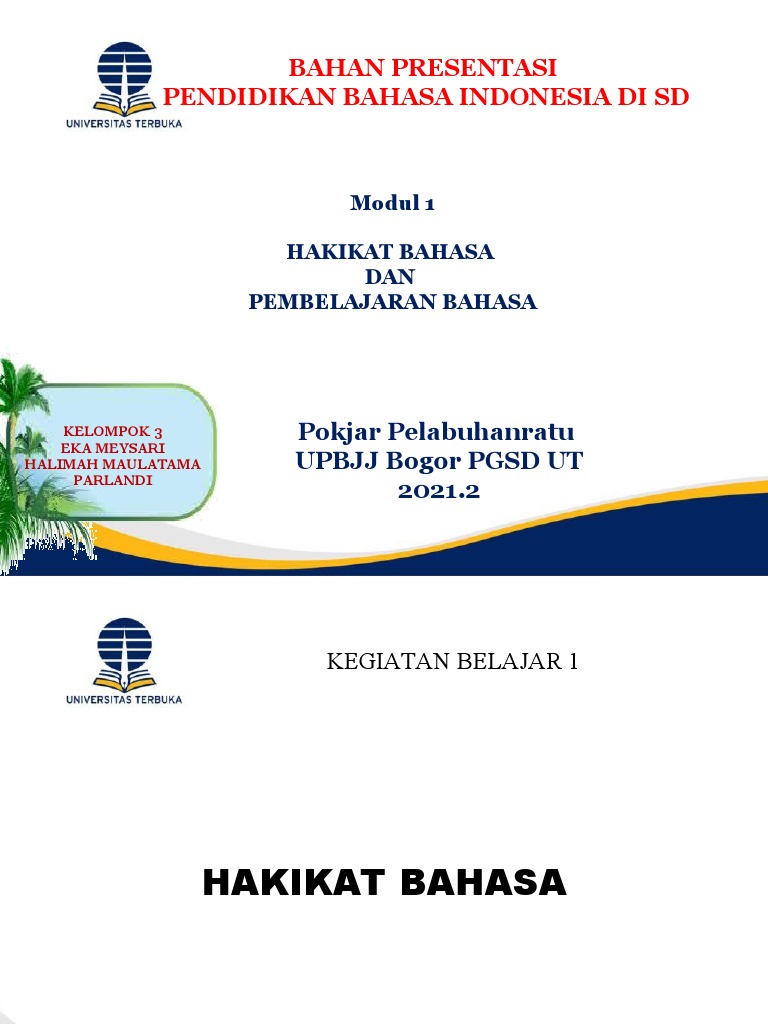 BAHAN PRESENTASI Modul 1 Pembelajaran Bahasa Indonesia Di SD | PDF