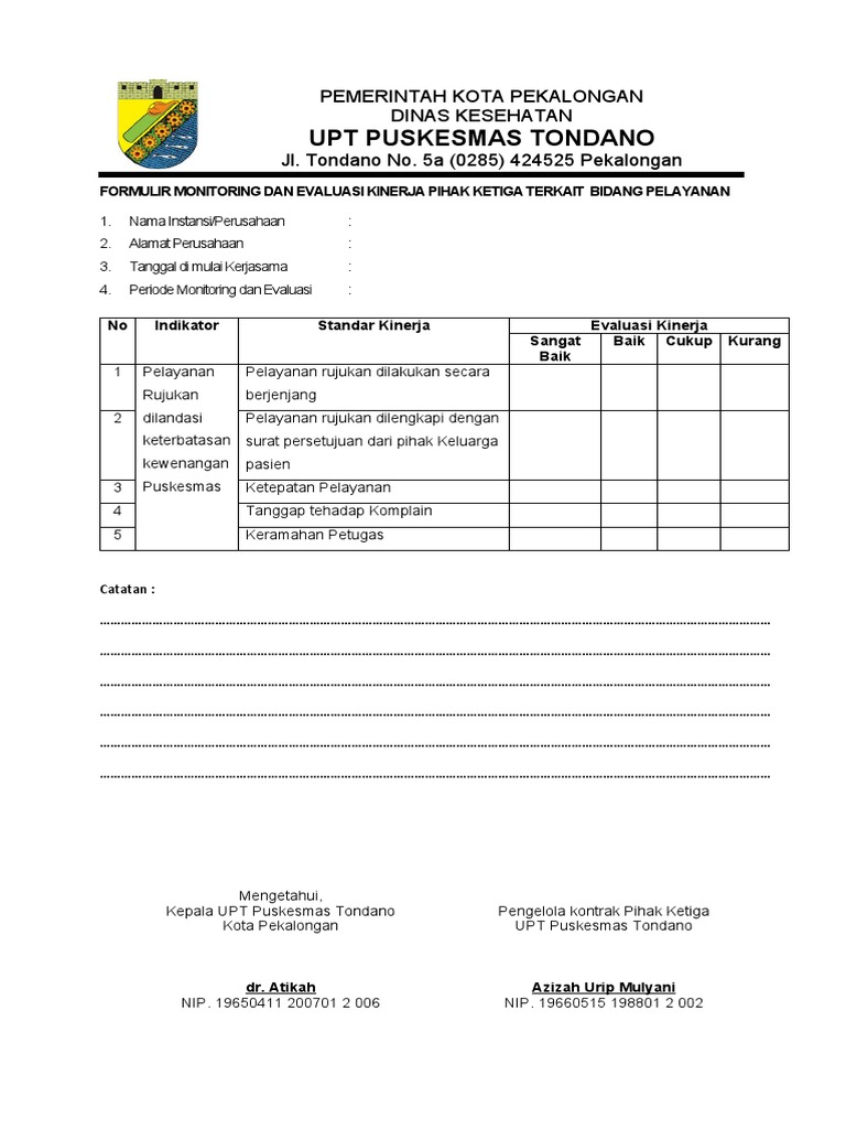 Instrumen Monitoring Pihak Ketiga | PDF