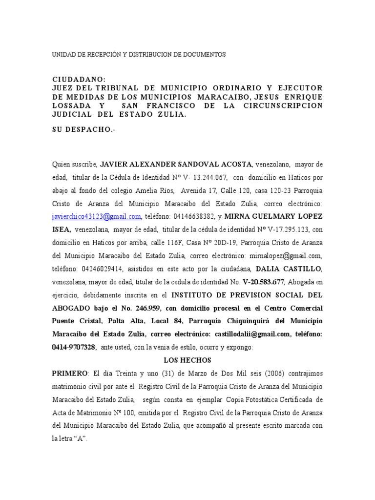 Divorcio Mutuo Consentimiento 185 CC Patricia Pacheco | PDF | Divorcio ...