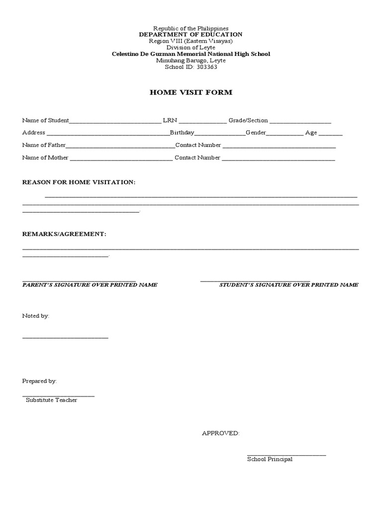 Home Visit Form | PDF