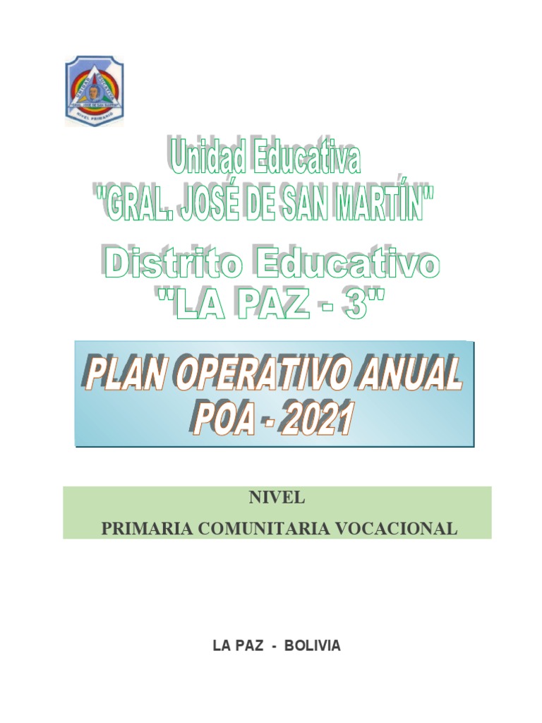 POA 2021 Unidad Educativa San Martín | PDF | Enseñando | Maestros