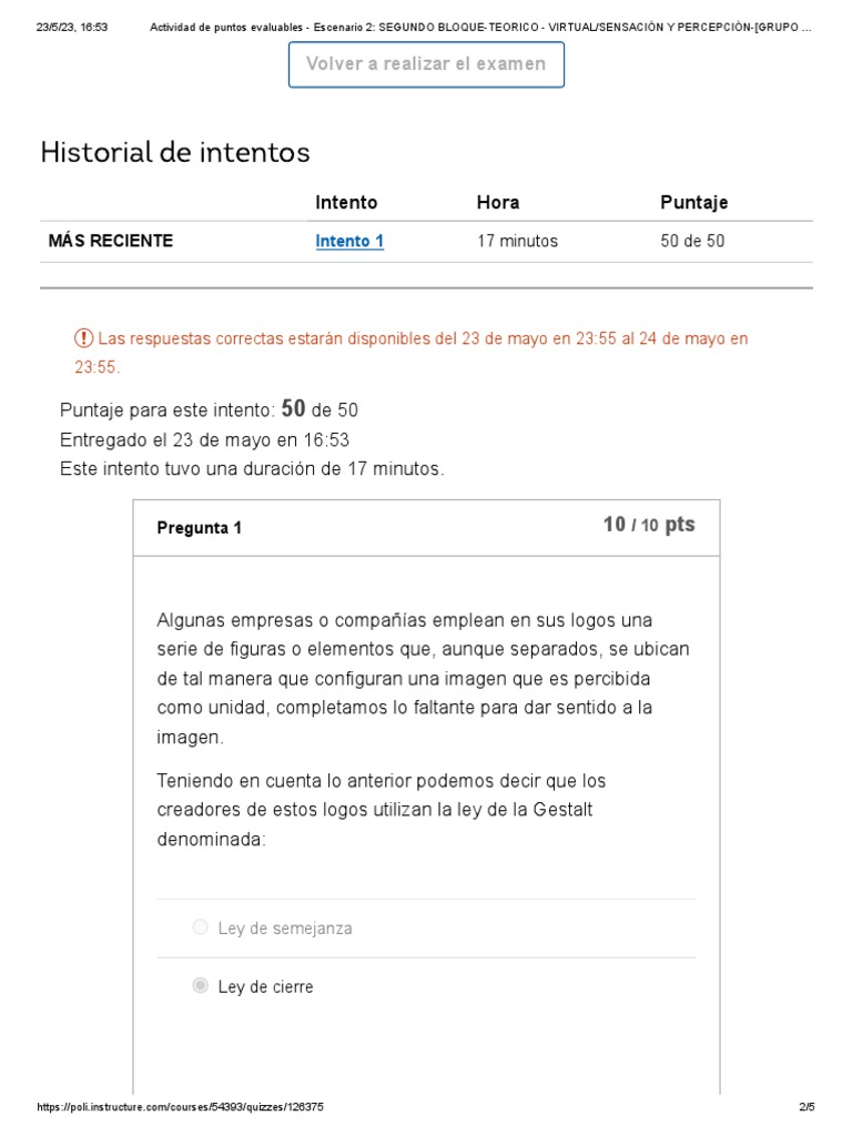 Quiz - Escenario 1 | PDF | Percepción | Neurociencia
