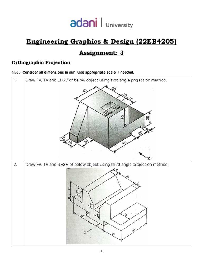 Assignment Orthographics Projections | PDF