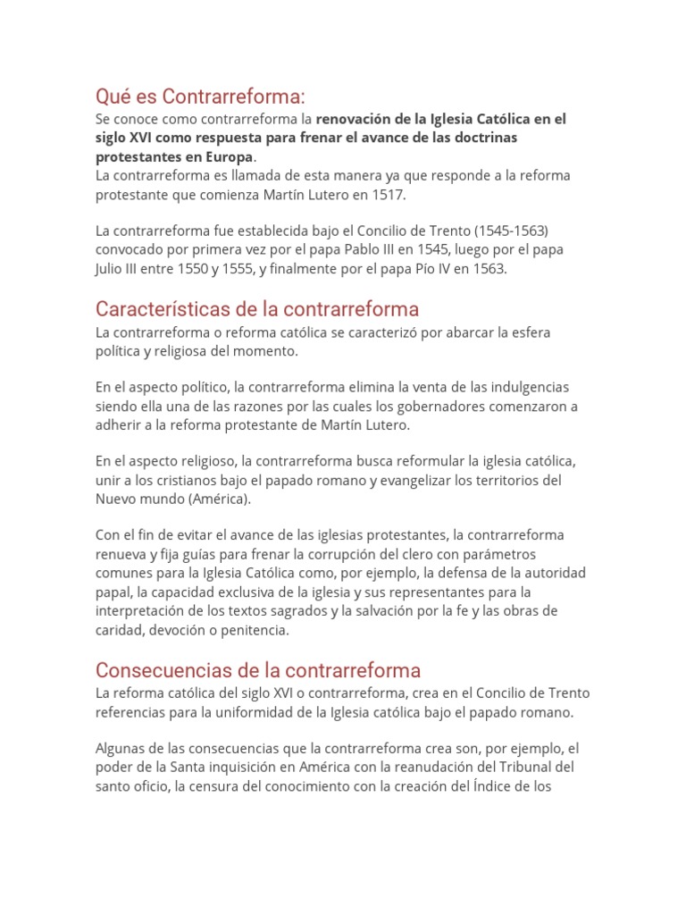 Contrareforma | PDF | Contrarreforma | Iglesia Católica