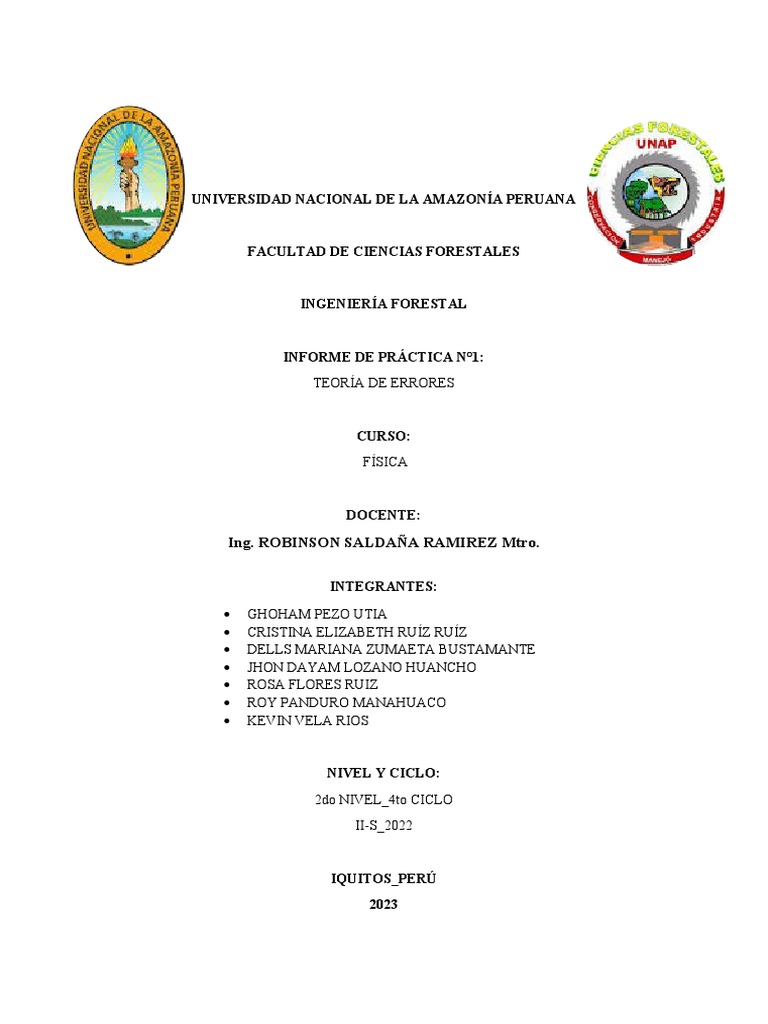 Informe - Pract. (Física) | PDF | Métodos y materiales de enseñanza