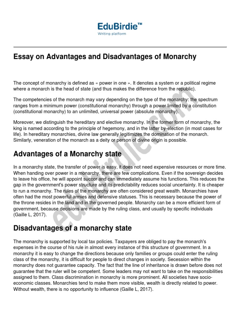 Pros and Cons of Monarchy Explained | PDF | Monarchy | Democracy
