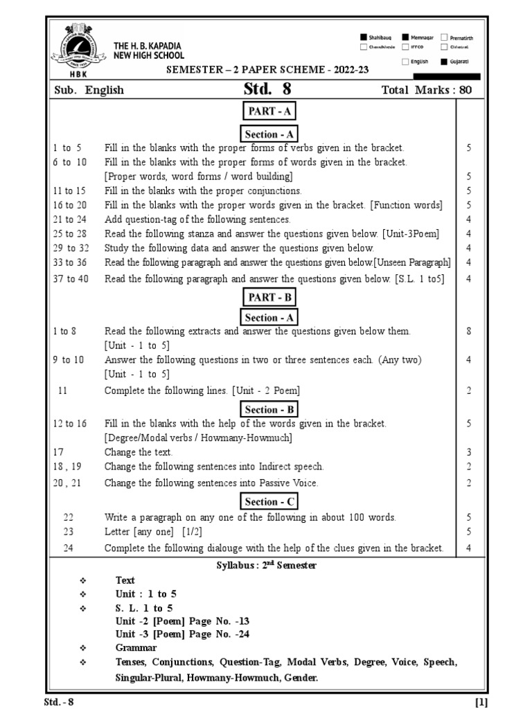 STD 8 Paper Schem 22-23 | PDF | Cognitive Science | Human Communication