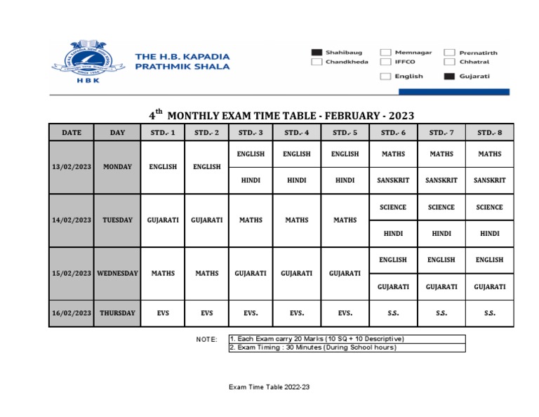 4th Monthly Time Table Final 2022-23 | PDF
