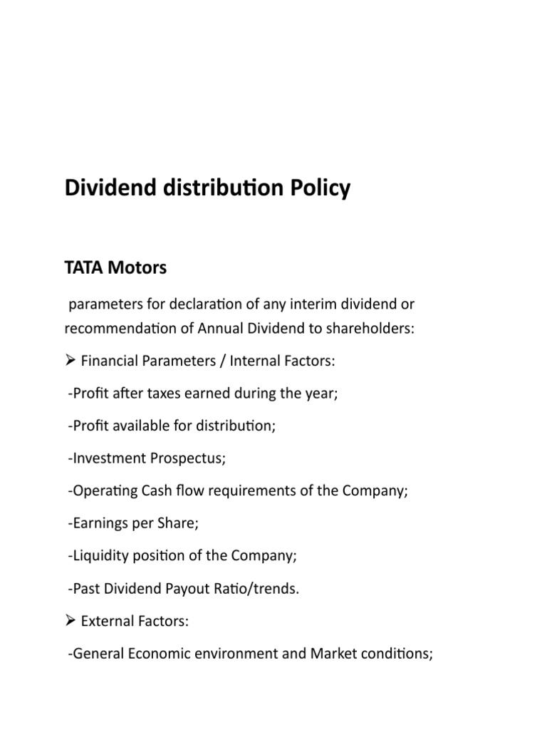 Dividend Distribution Policy | PDF | Dividend | Debt