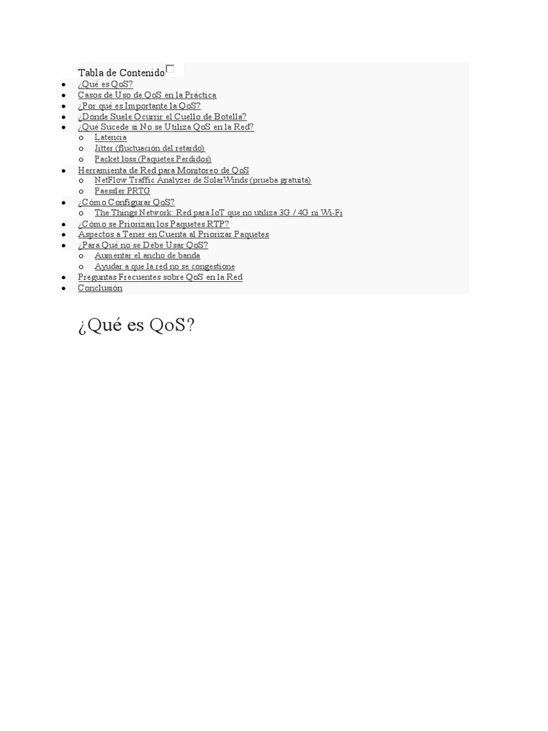 Tabla de Contenido QoS Teoria | PDF | Calidad de servicio | Red de ...
