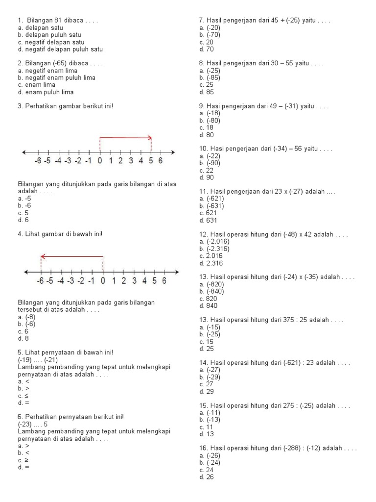 Latihan MTK Kelas 6 Semester 1 | PDF