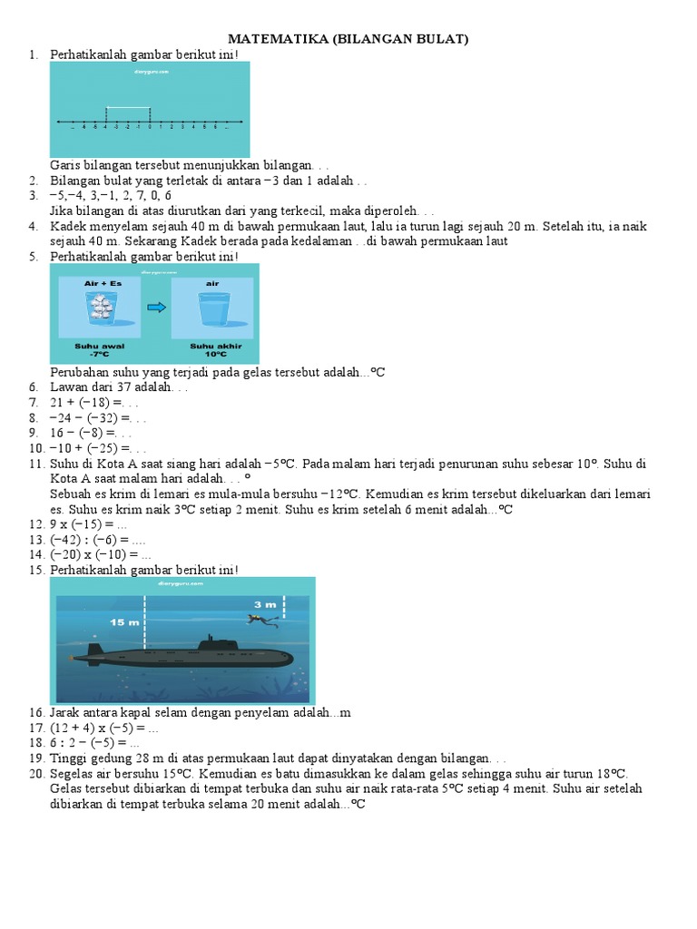 PH MTK Kelas 6 (Bilangan Bulat) | PDF
