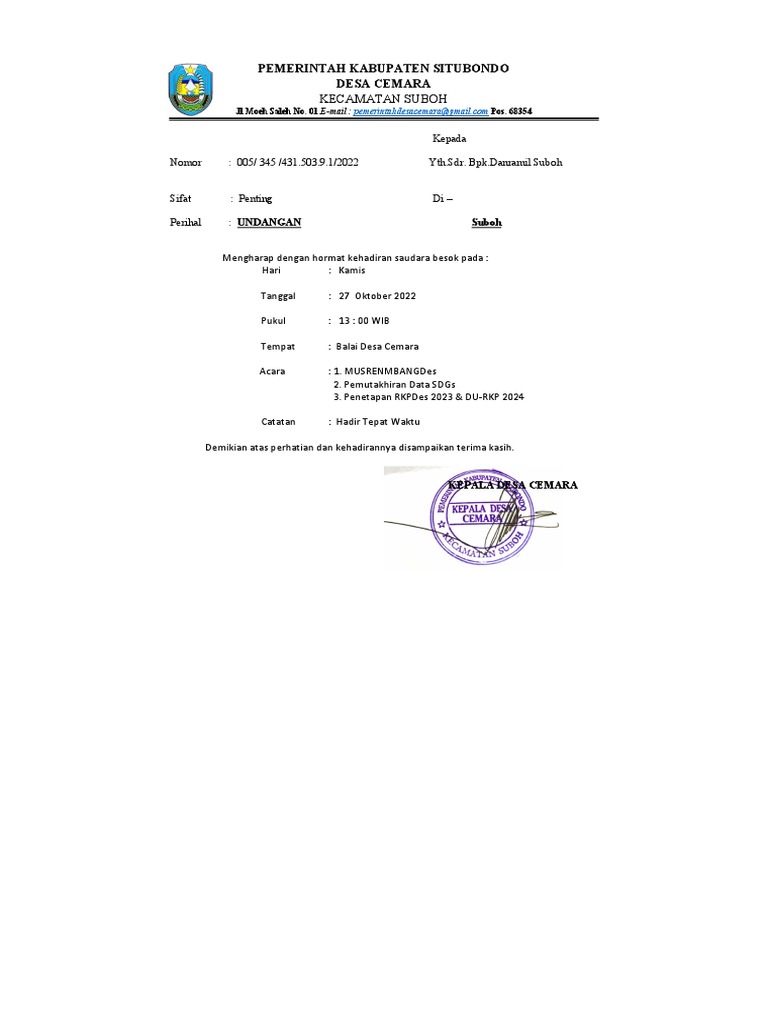 Undangan BPK Danramil | PDF