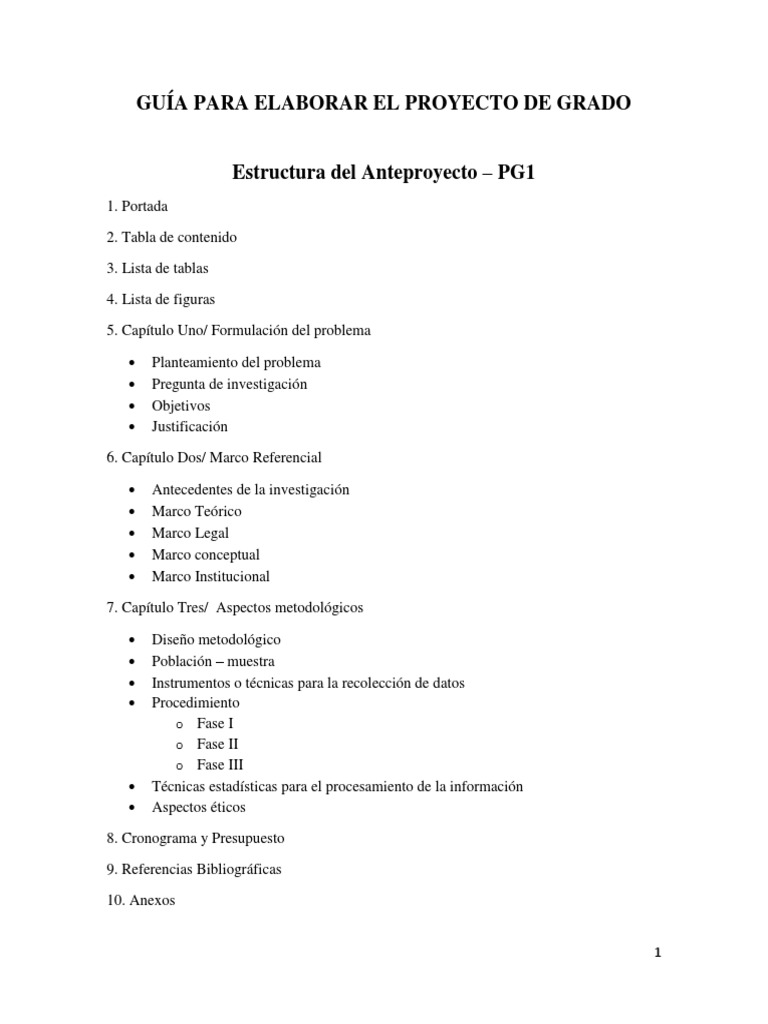 Guia para Elaborar El Proyecto de Grado | PDF | Caso de estudio | Análisis