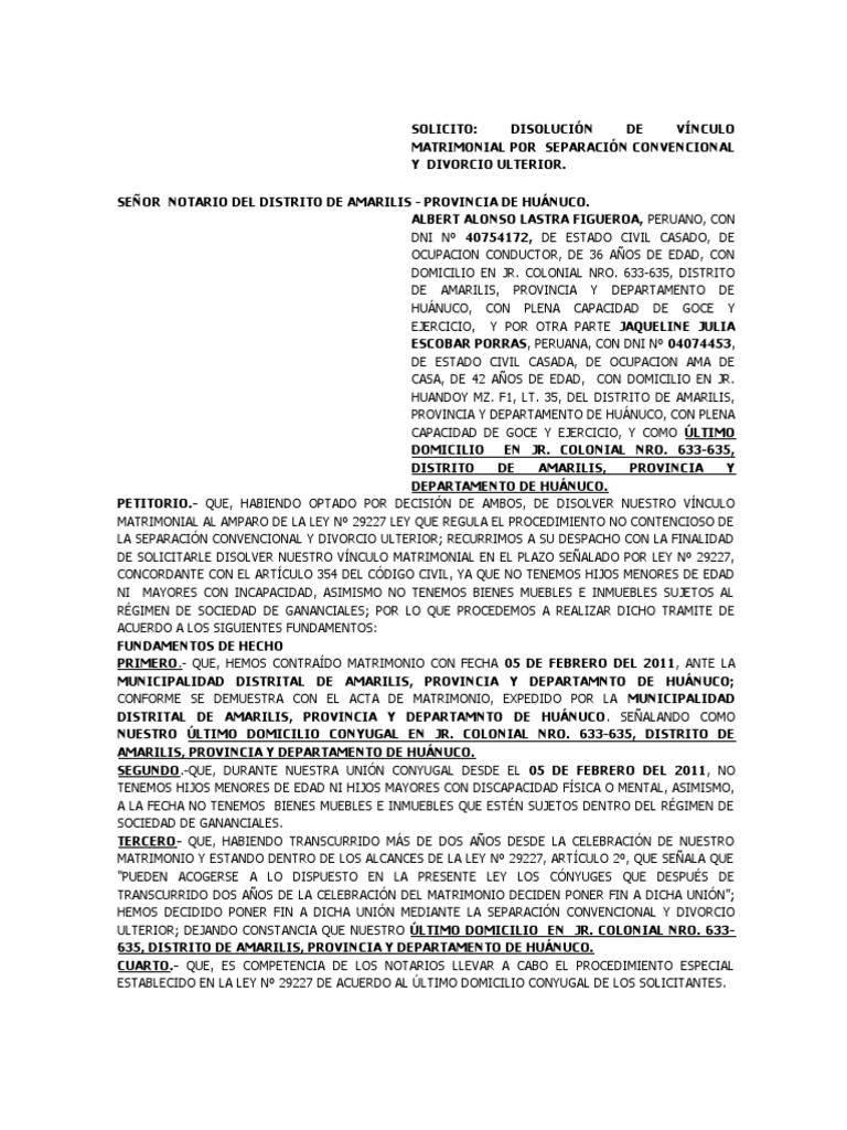 Modelo de Solicitud de Divorcio Ulterior | PDF Modelo de Solicitud de Divorcio Ulterior | PDF