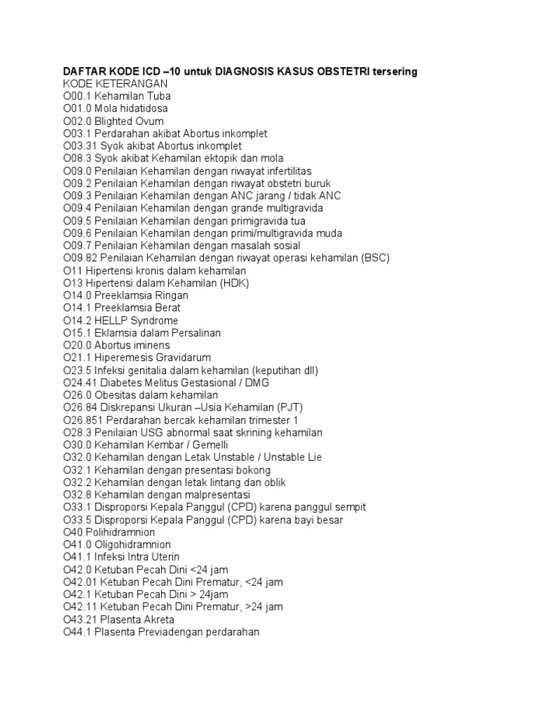 Daftar Kode Icd | PDF