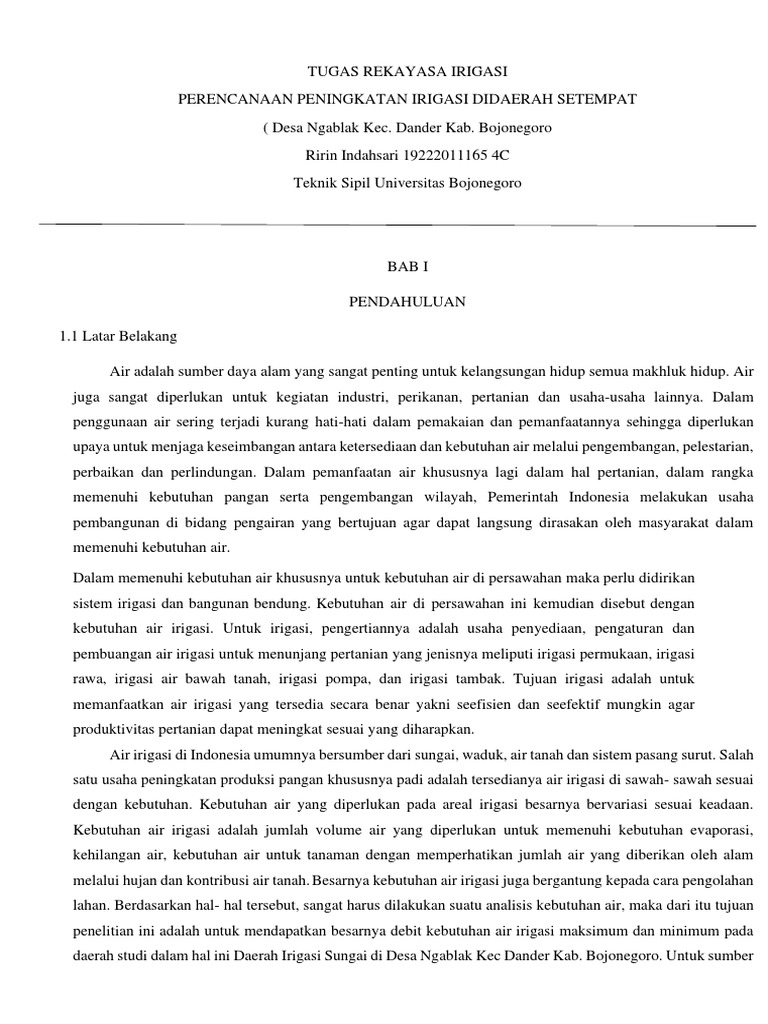 TUGAS REKAYASA IRIGASI Ririn Indahsari 4c-Dikonversi | PDF