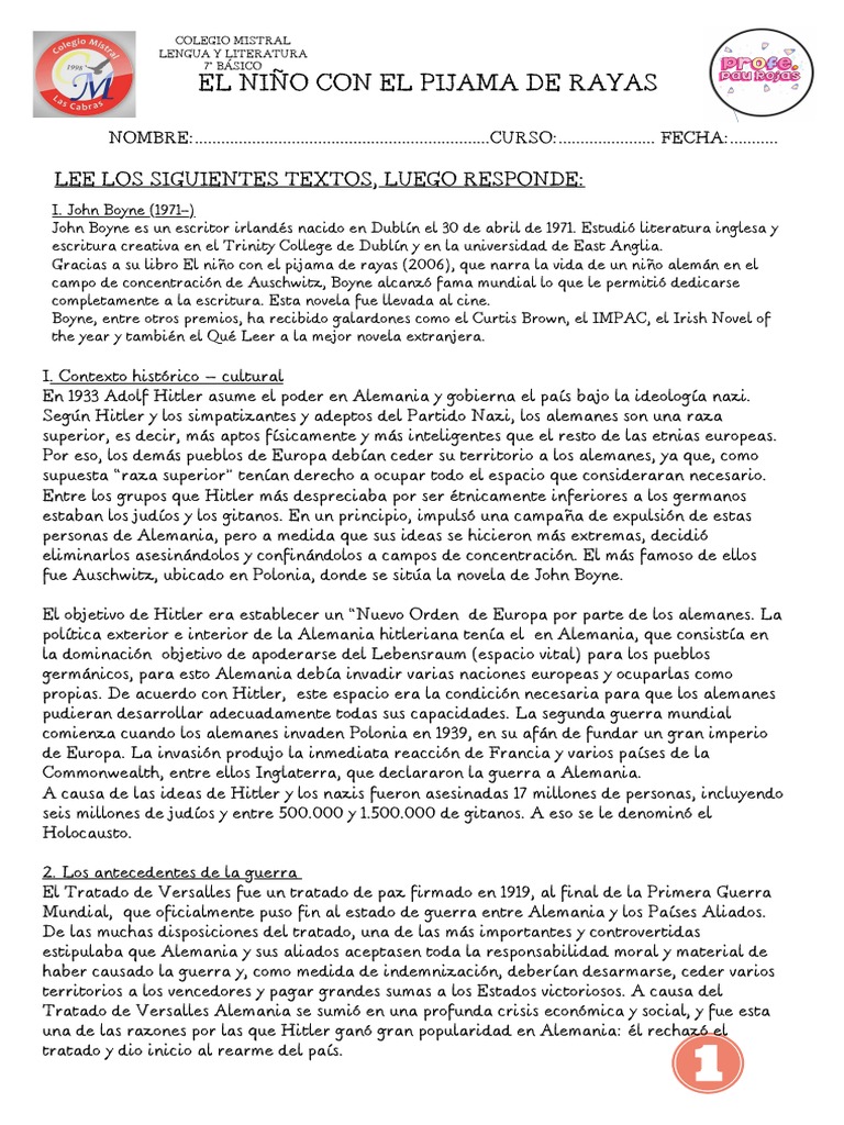 Guía 2 7º El Niño Con El Pijama de Rayas | PDF | Alemania nazi | Adolf ...