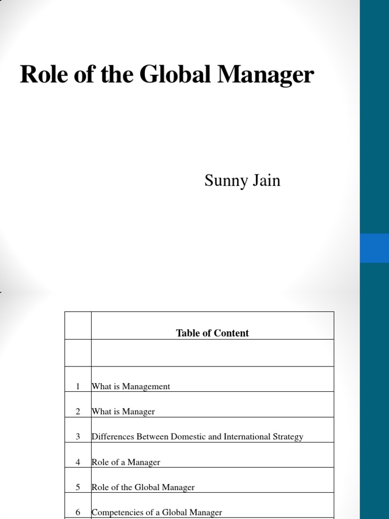 Role of A Global Manager | PDF | Employment | Motivation