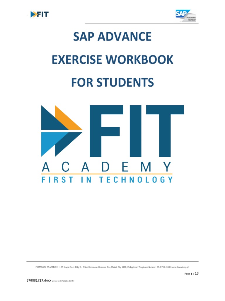 Advance Exercise Workbook | PDF