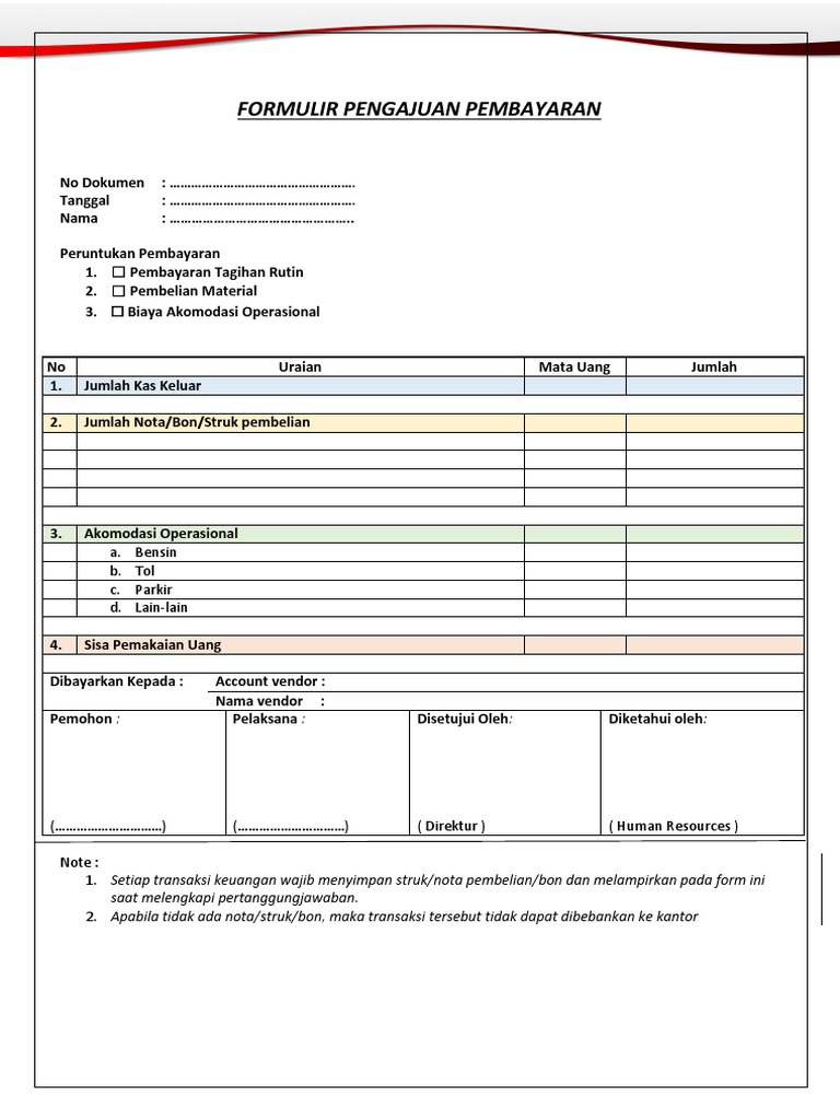 Formulir Pengajuan Pembayaran Dana | PDF