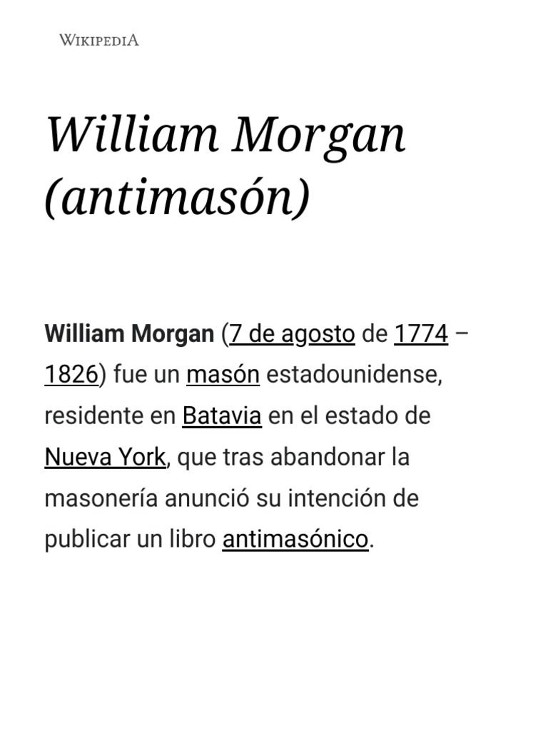 William Morgan: Antimasón y su legado | PDF | Fraternidades ...