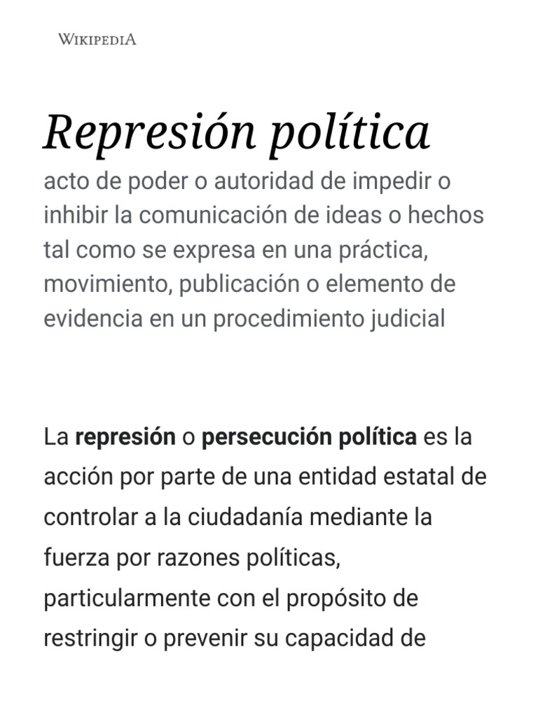 Represión Política - Wikipedia, La Enciclopedia Libre | PDF | Represión ...