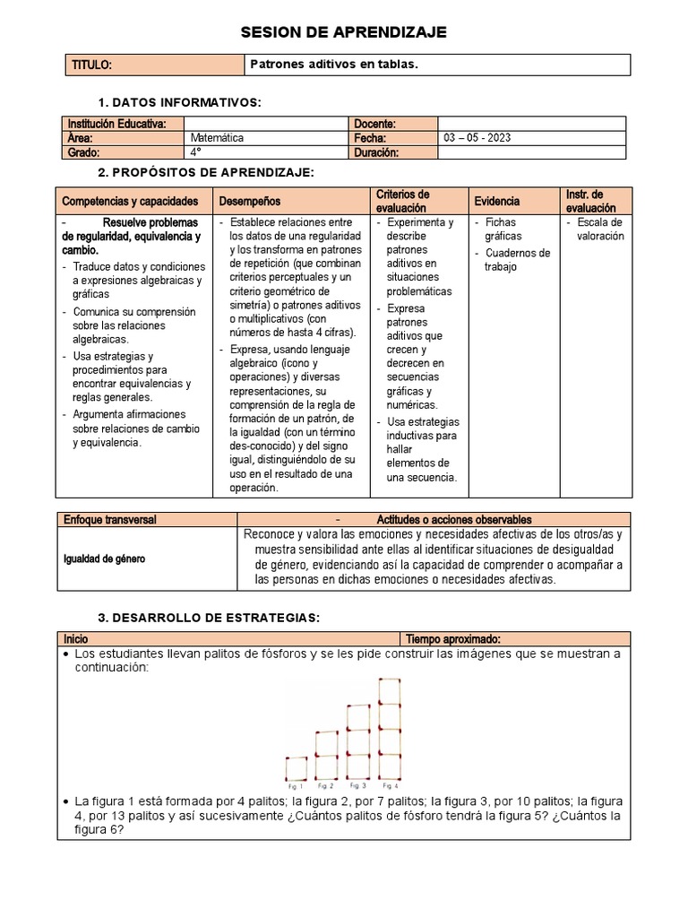 Sesion de Patron Aditivo | PDF | Evaluación | Aprendizaje