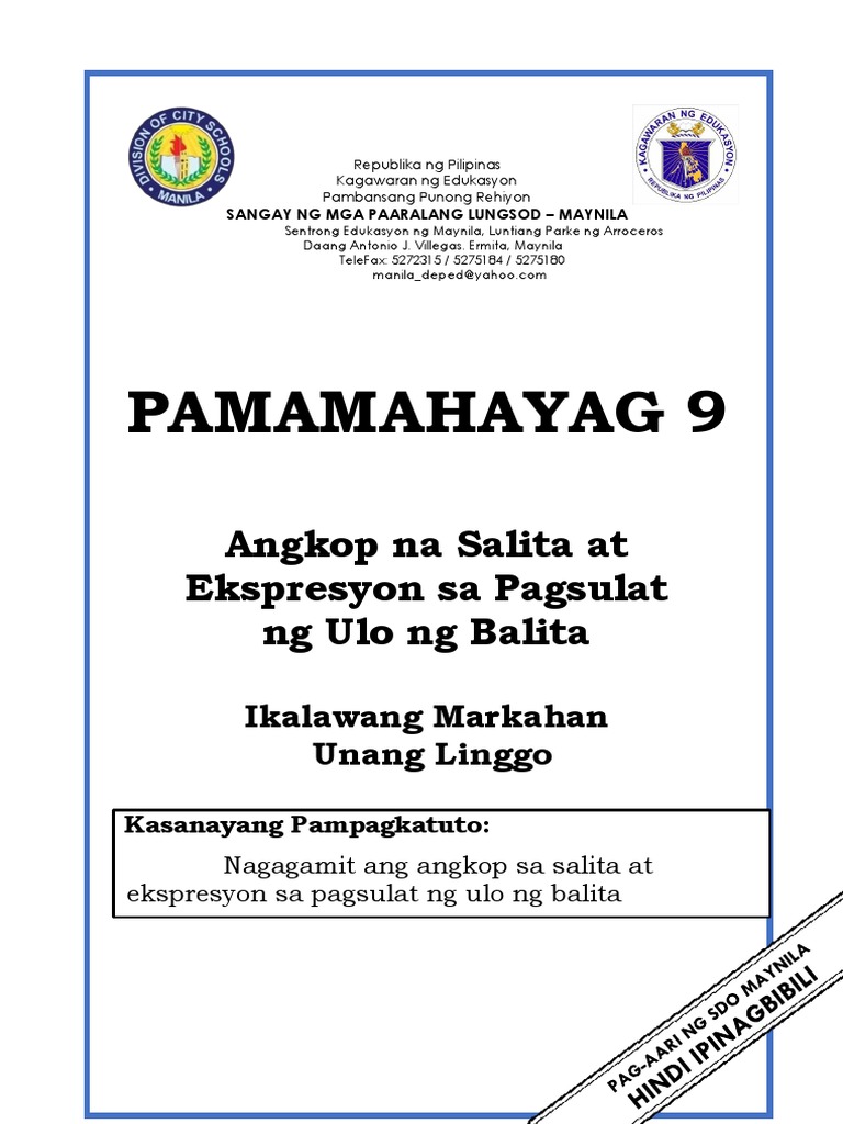 PAMAMAHAYAG-9 Q2 Mod1 | PDF