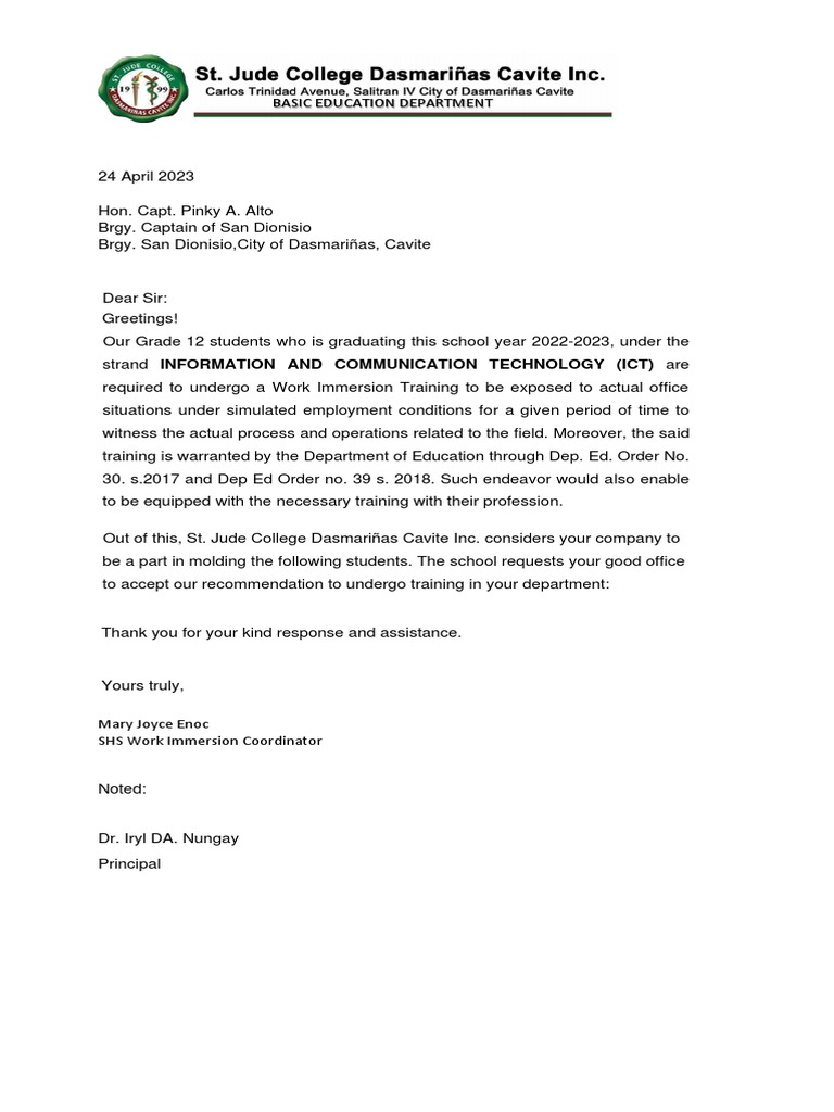 Brgy. San Dionisio Group 4 ICT | PDF | Schools | Employment