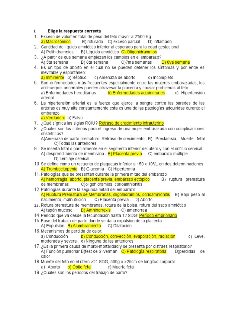 Examen 2do Parcial Gineco | PDF | El embarazo | Parto