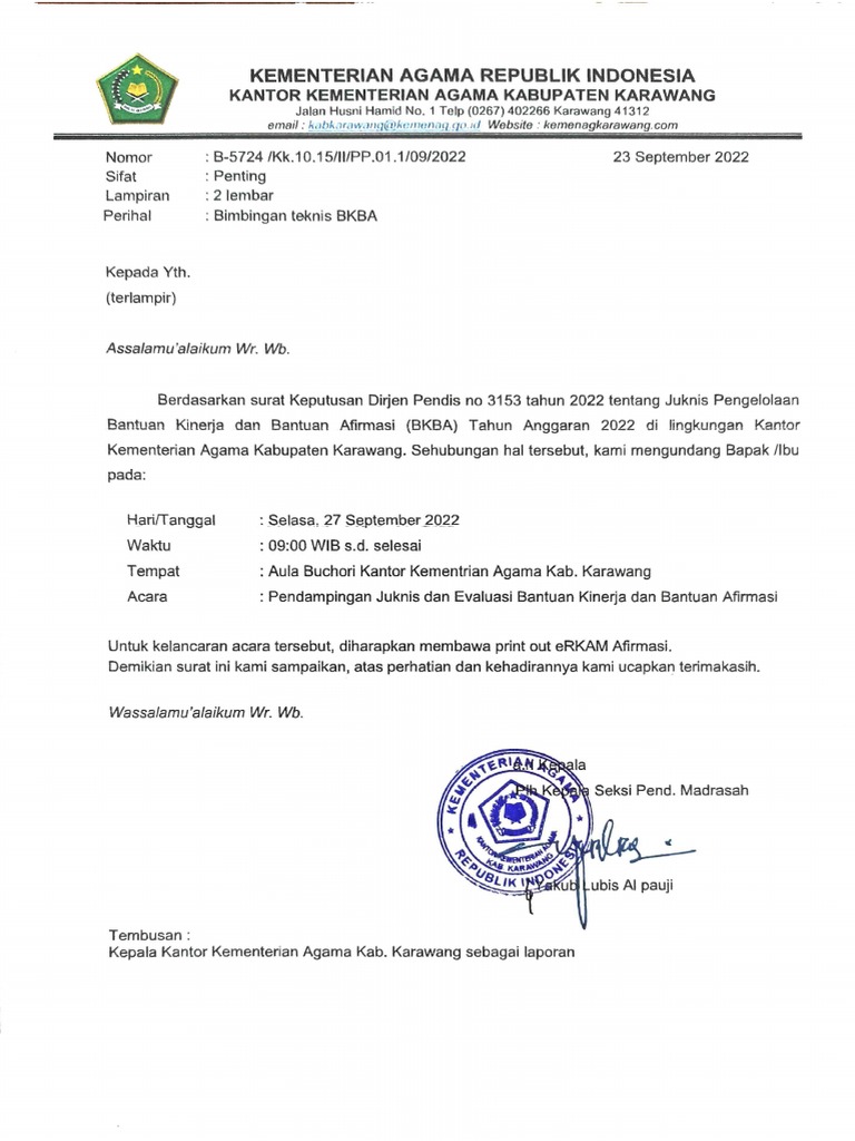 Undangan Bimtek BKBA | PDF