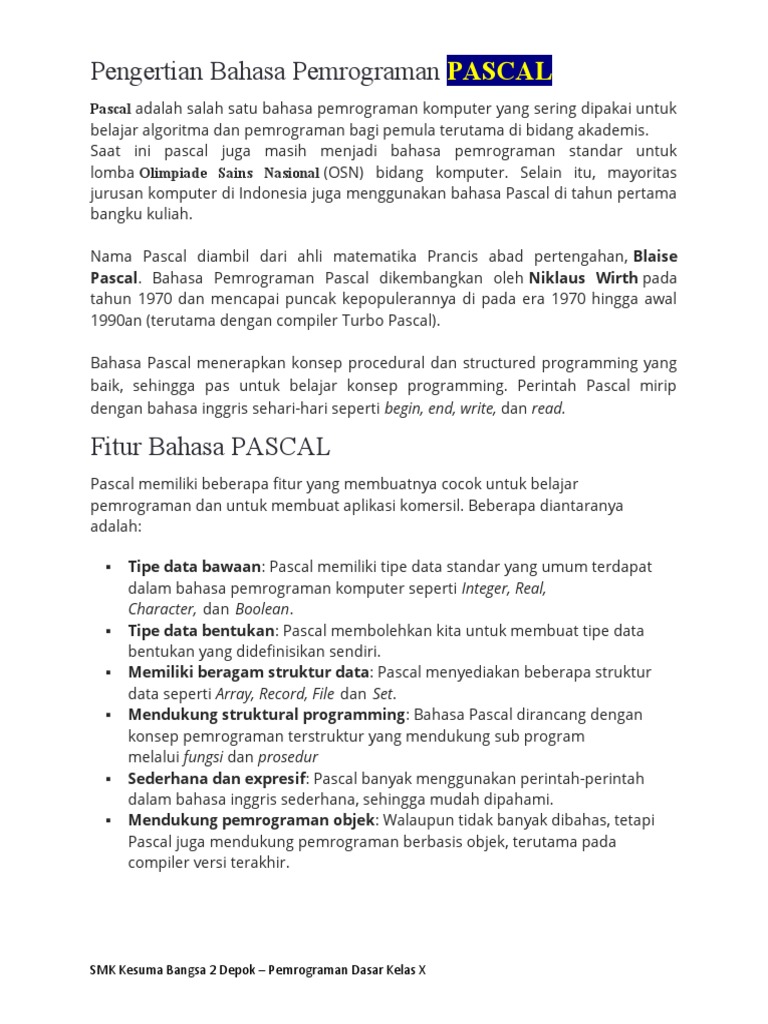 Pengenalan PASCAL | PDF