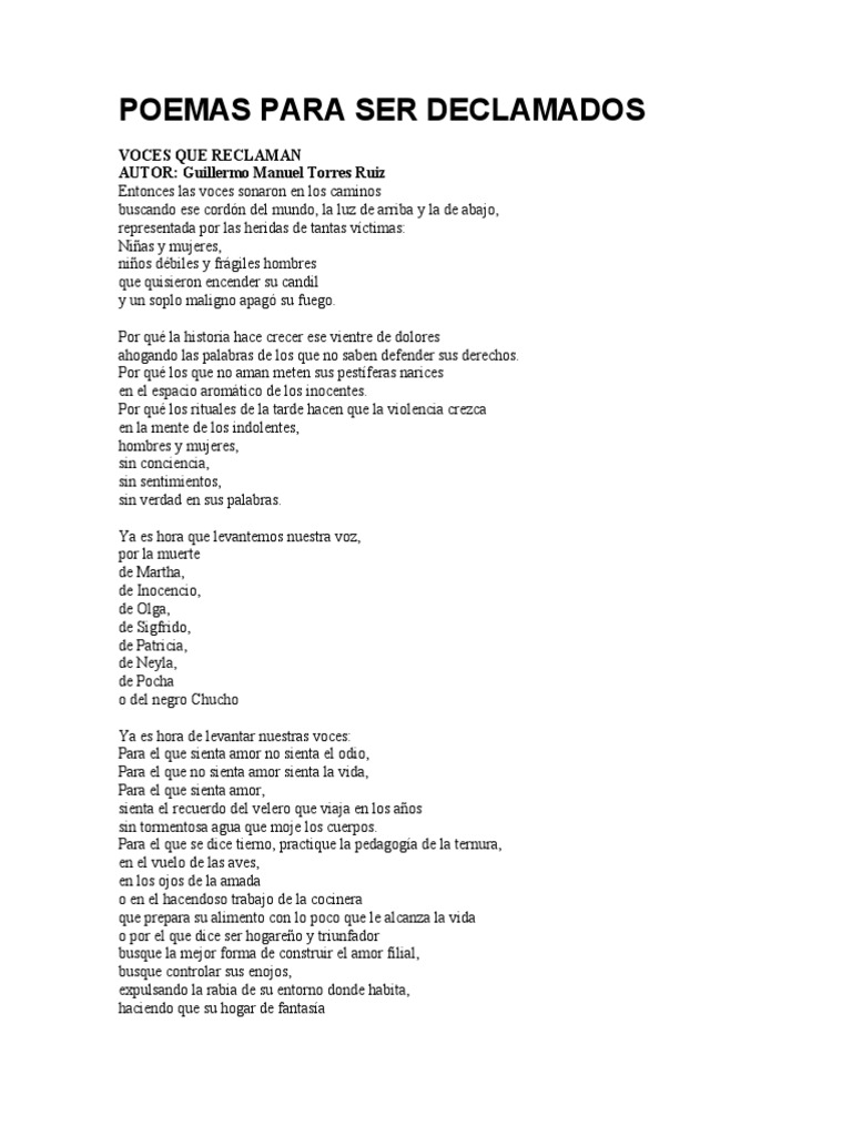 Poemas para El Taller de Declamación | PDF | Amor