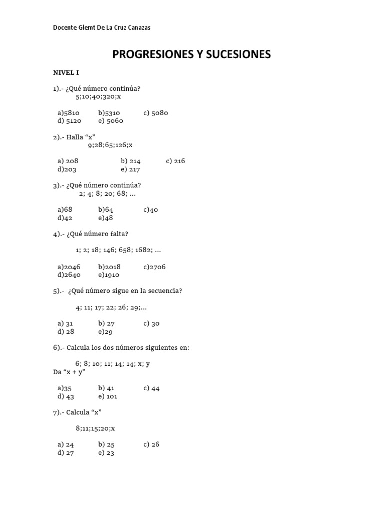 Progresiones y Sucesiones | PDF