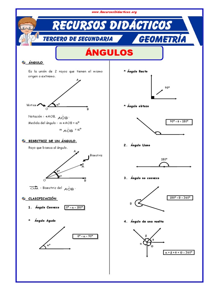 Ejercicios de Ángulos para Tercero de Secundaria | PDF