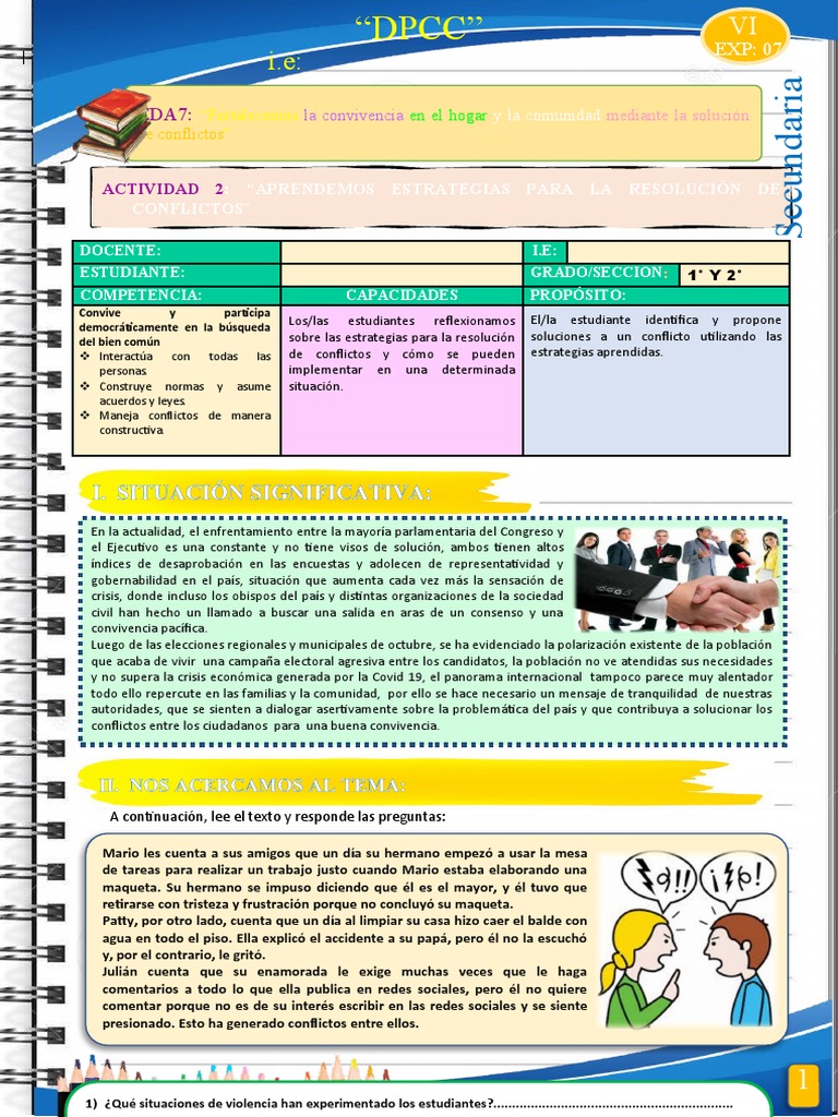 1° y 2° DPCC FICHA DE ACTIVIDAD 2 EDA 7 | PDF | Experiencia | Mediación