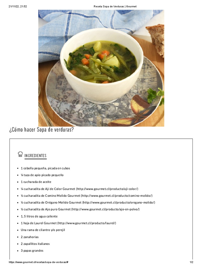 Receta de Sopa de Verduras Gourmet | PDF | Salud y bienestar